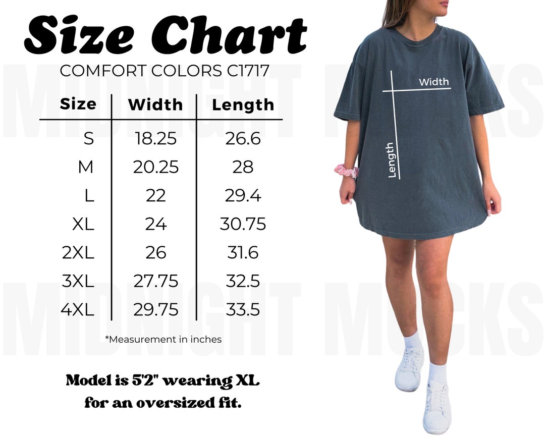 Comfort Colors C1717 Size Chart, Comfort Colors Size Chart, Aesthetic ...