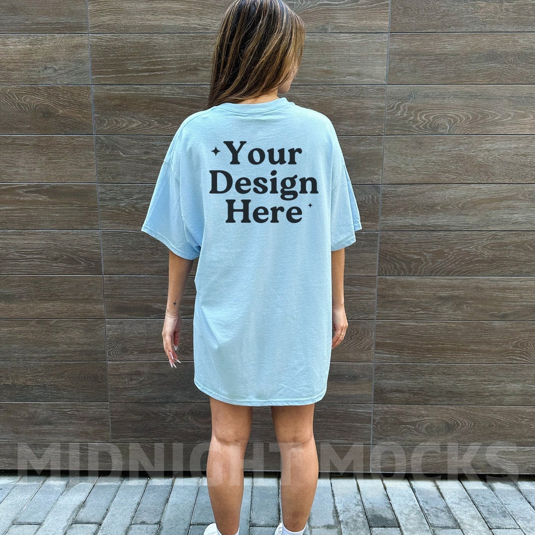 Gildan 5000 Light Blue Back Mockup, Oversized Tshirt Mockup, Trendy ...