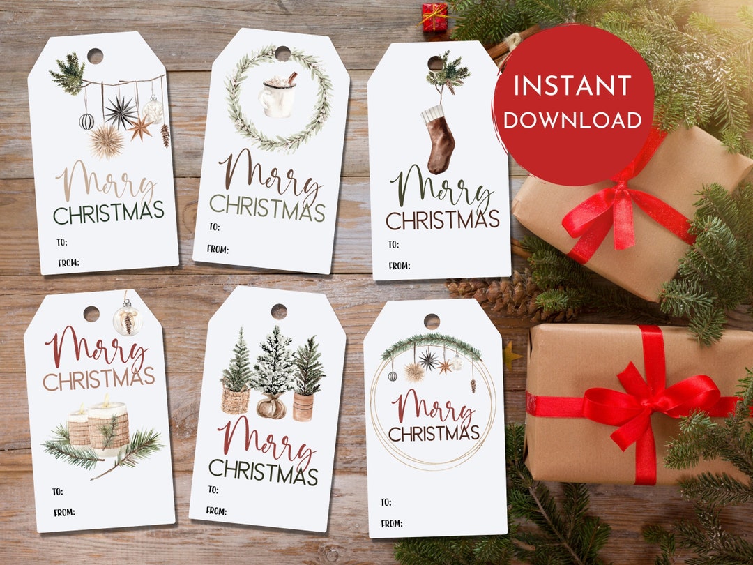 Printable Rustic Christmas Gift Tags Set of 12 - Christmas Tags - Cozy ...