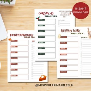Minimal Holiday Meal Plan Bundle PRINTABLE JPG & PDF - Etsy
