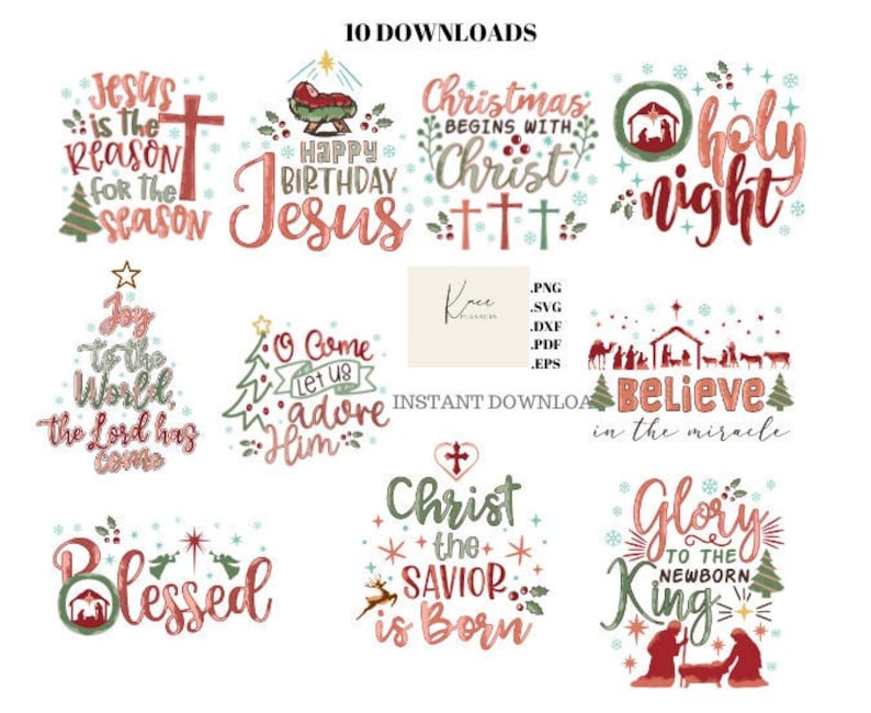 Christian Christmas SVG Instant Download 10 Bundle PNG Christian ...