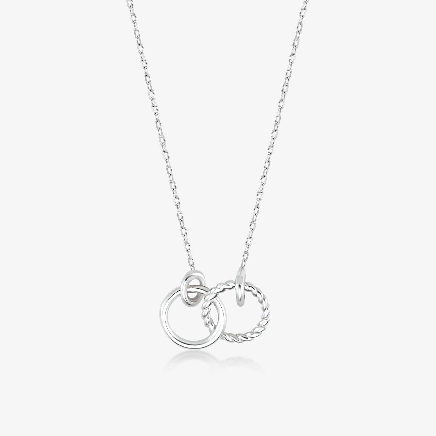 14k Gold Double Ring Pendant Necklace, Elegant Minimalist Jewelry, Chic ...