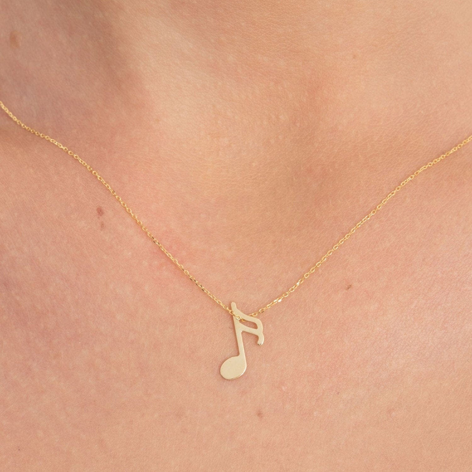 14k Gold Music Note Necklace, Elegant Minimalist Jewelry, Chic Fashion ...
