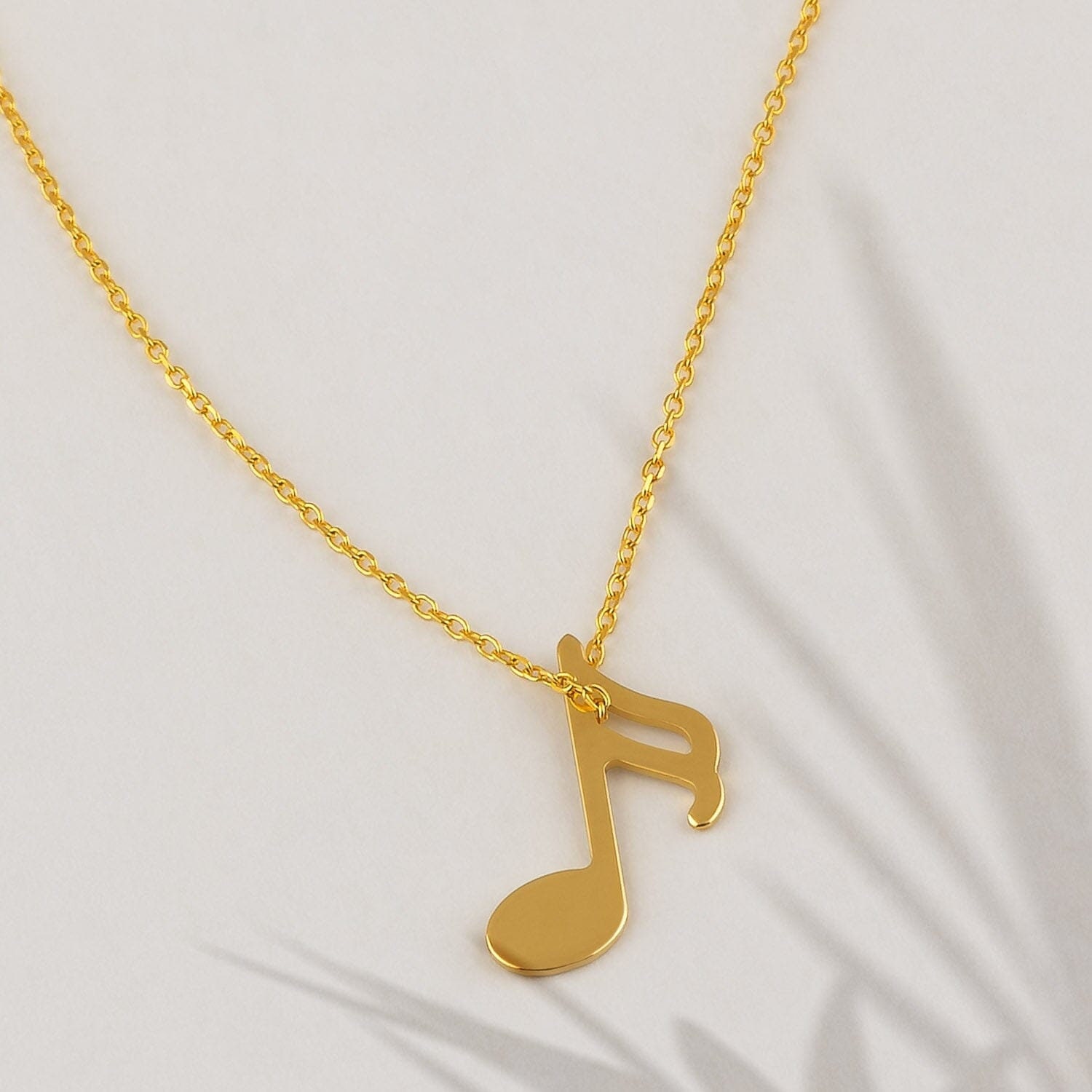 14k Gold Music Note Necklace, Elegant Minimalist Jewelry, Chic Fashion ...