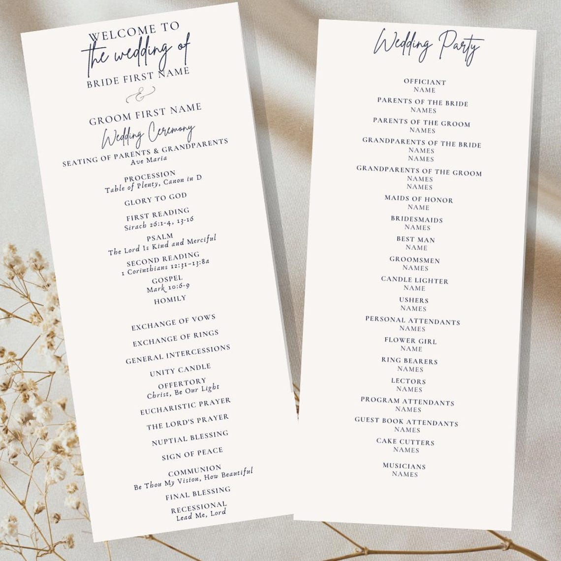 Simple Wedding Program, Ceremony Program Template, Editable Order of ...