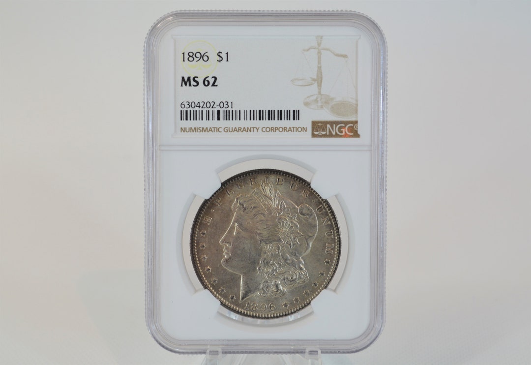 1896 MS62 Morgan Dollar, NGC MS 62, Morgan Dollar, 1896 Morgan Dollar, 90% Silver, Graded and ...