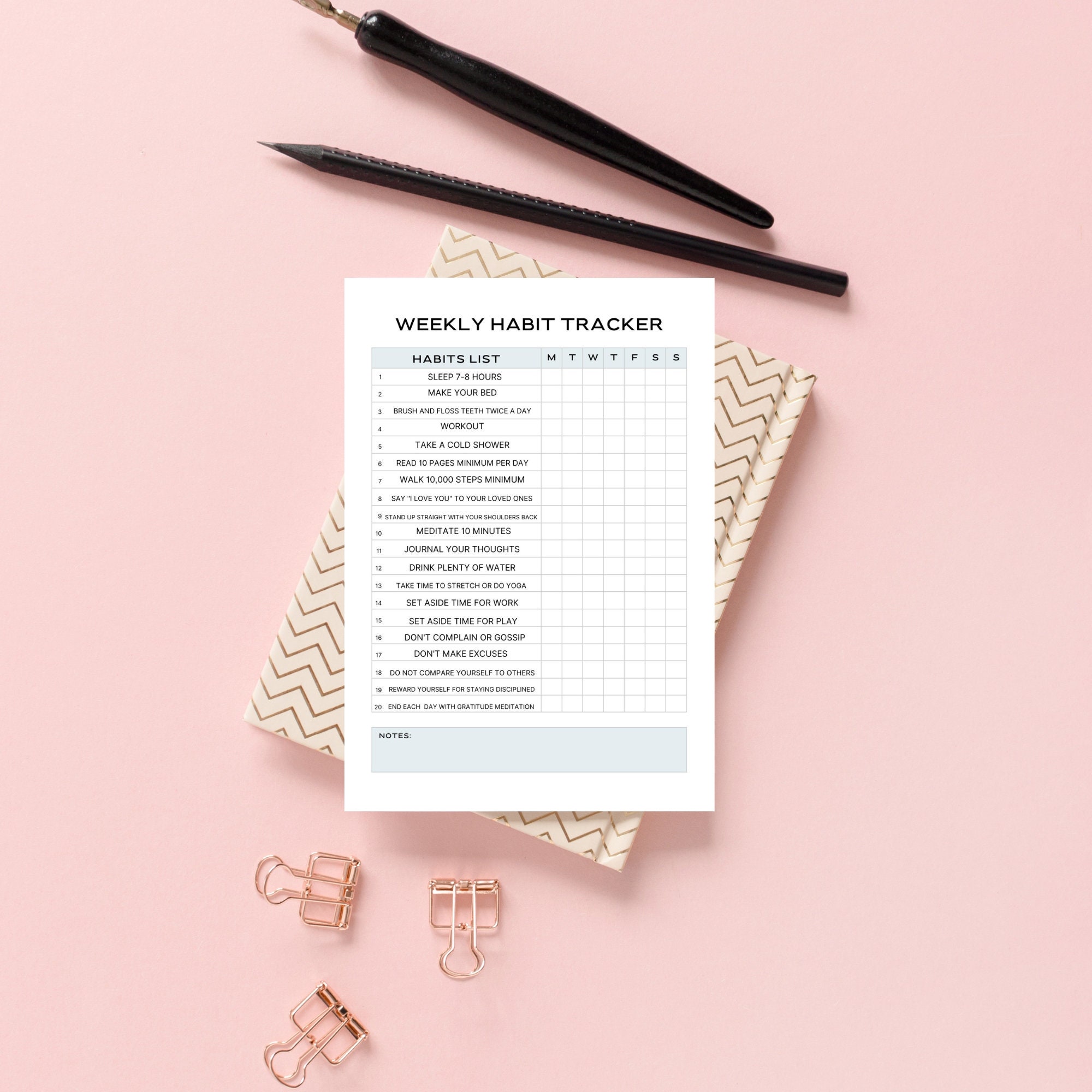 Habit Tracker, Weekly Printable Checklist, to Do List Template, Digital ...