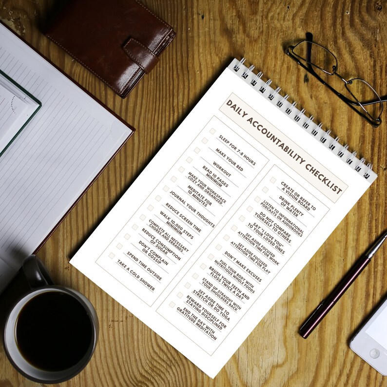 Daily Accountability Checklist, Productivity Checklist, Printable List ...