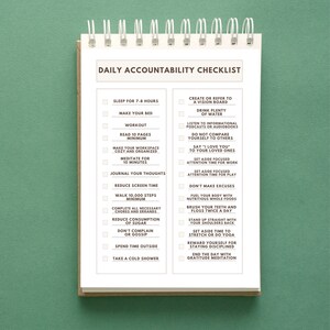 Daily Accountability Checklist, Productivity Checklist, Printable List ...