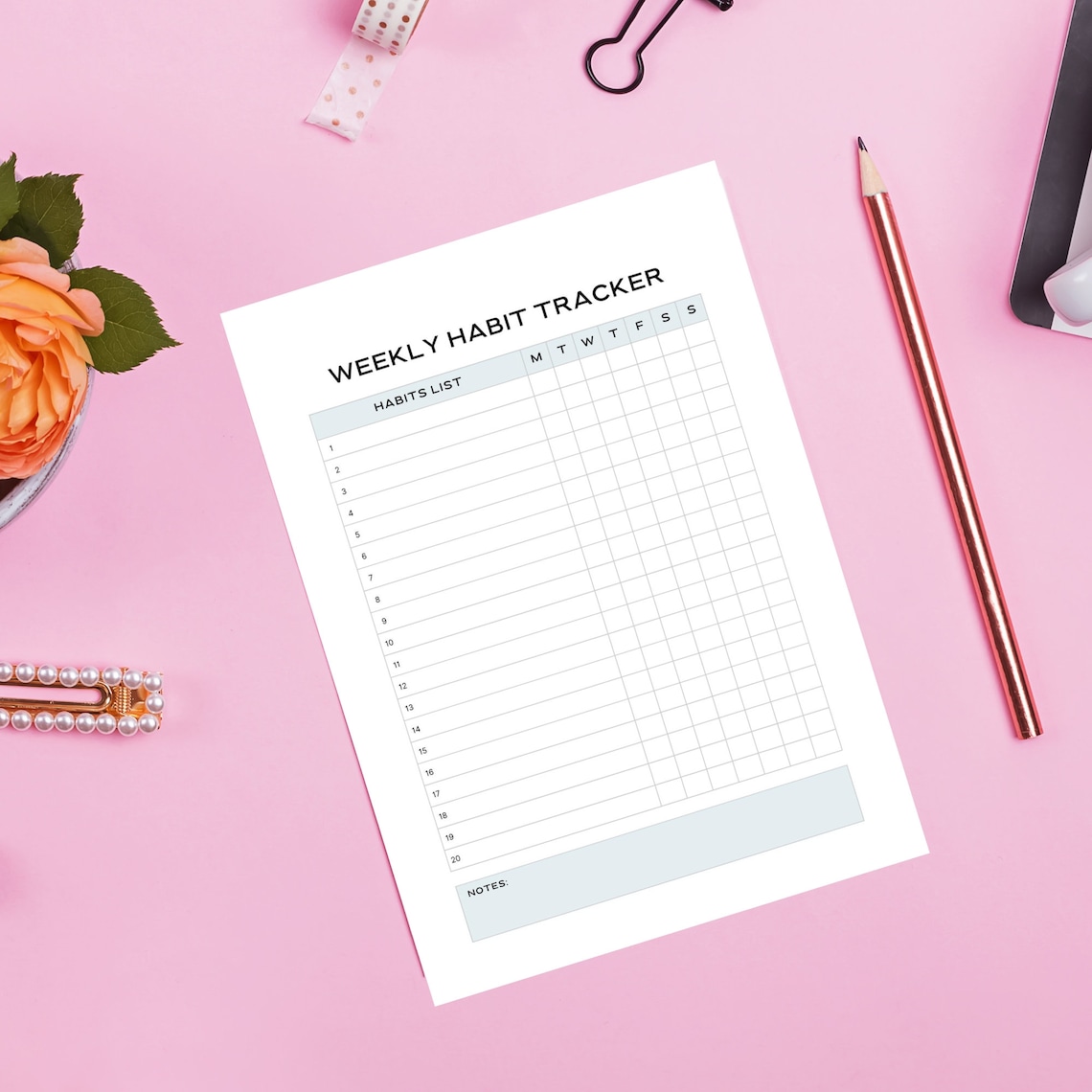 Habit Tracker, Weekly Printable Checklist, to Do List Template, Digital ...