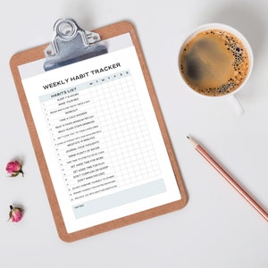 Habit Tracker, Weekly Printable Checklist, to Do List Template, Digital ...