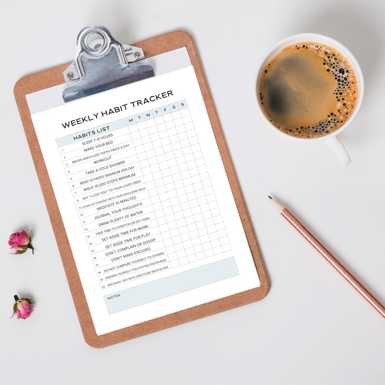Habit Tracker, Weekly Printable Checklist, to Do List Template, Digital ...
