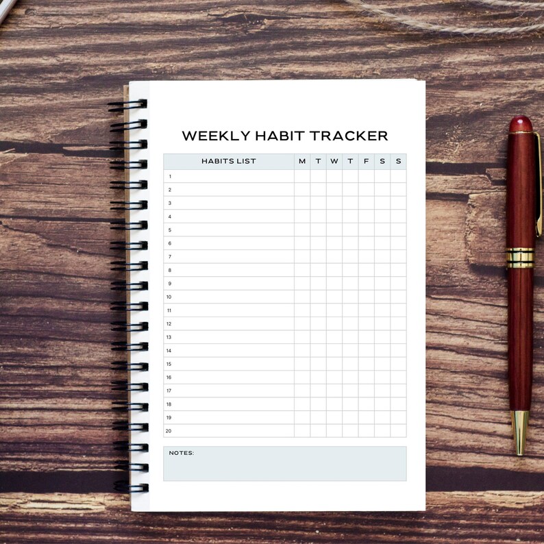 Habit Tracker, Weekly Printable Checklist, to Do List Template, Digital ...