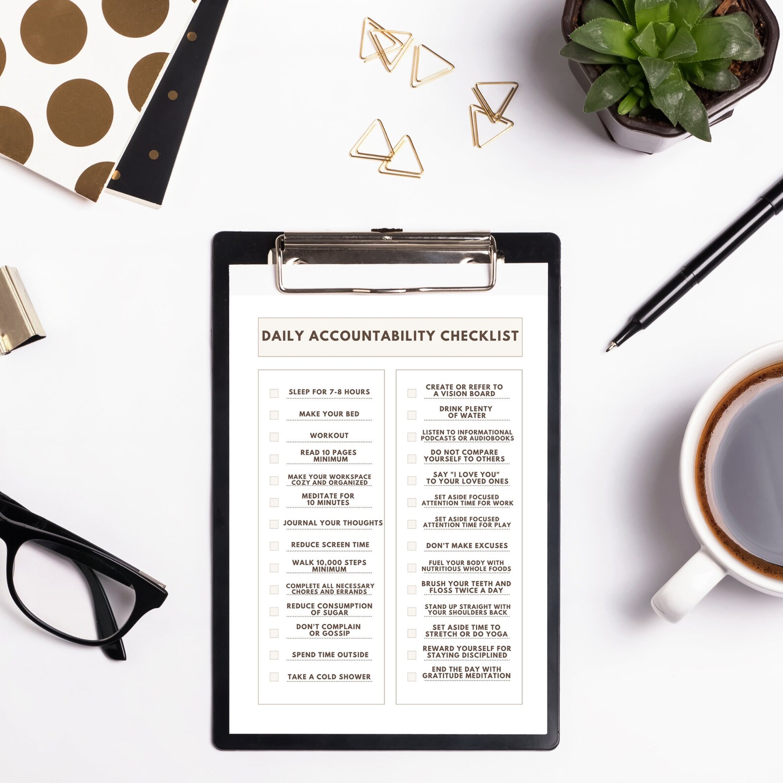 Daily Accountability Checklist, Productivity Checklist, Printable List ...