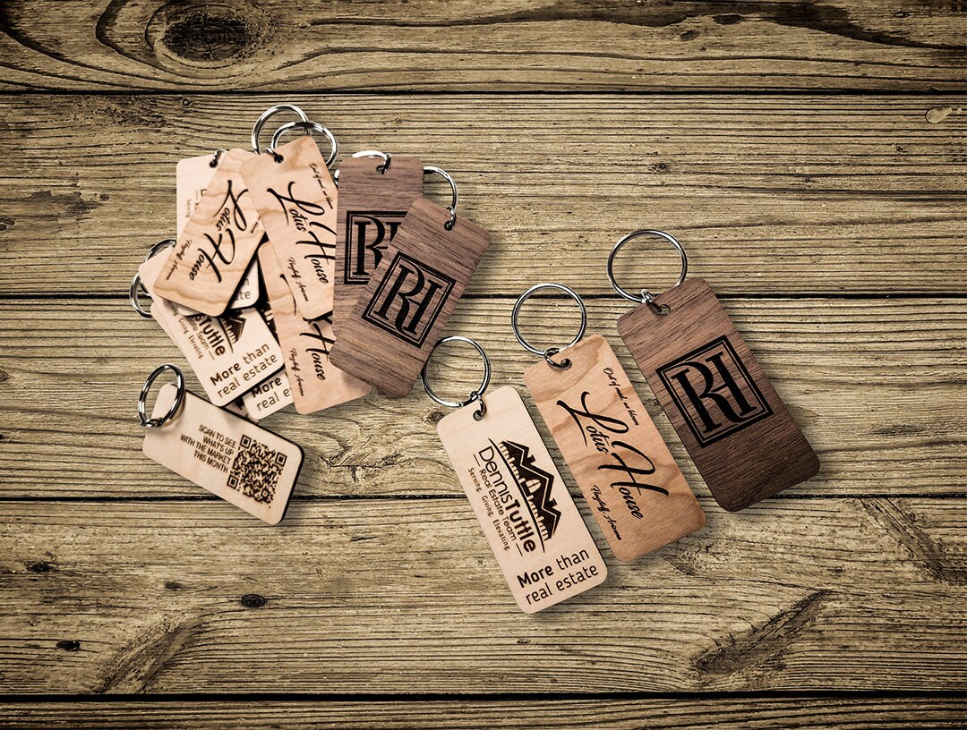 Wood Key Chain Double-sided Key Chain Engraved Key Chain - Etsy