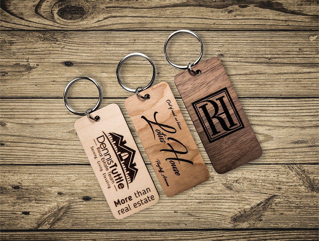 Wood Key Chain Double-sided Key Chain Engraved Key Chain Custom Wood ...
