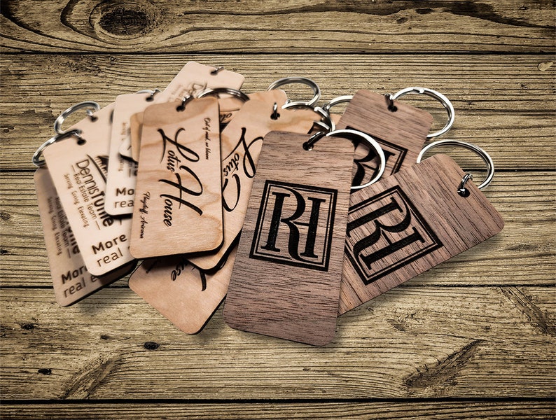 Wood Key Chain Double-sided Key Chain Engraved Key Chain - Etsy