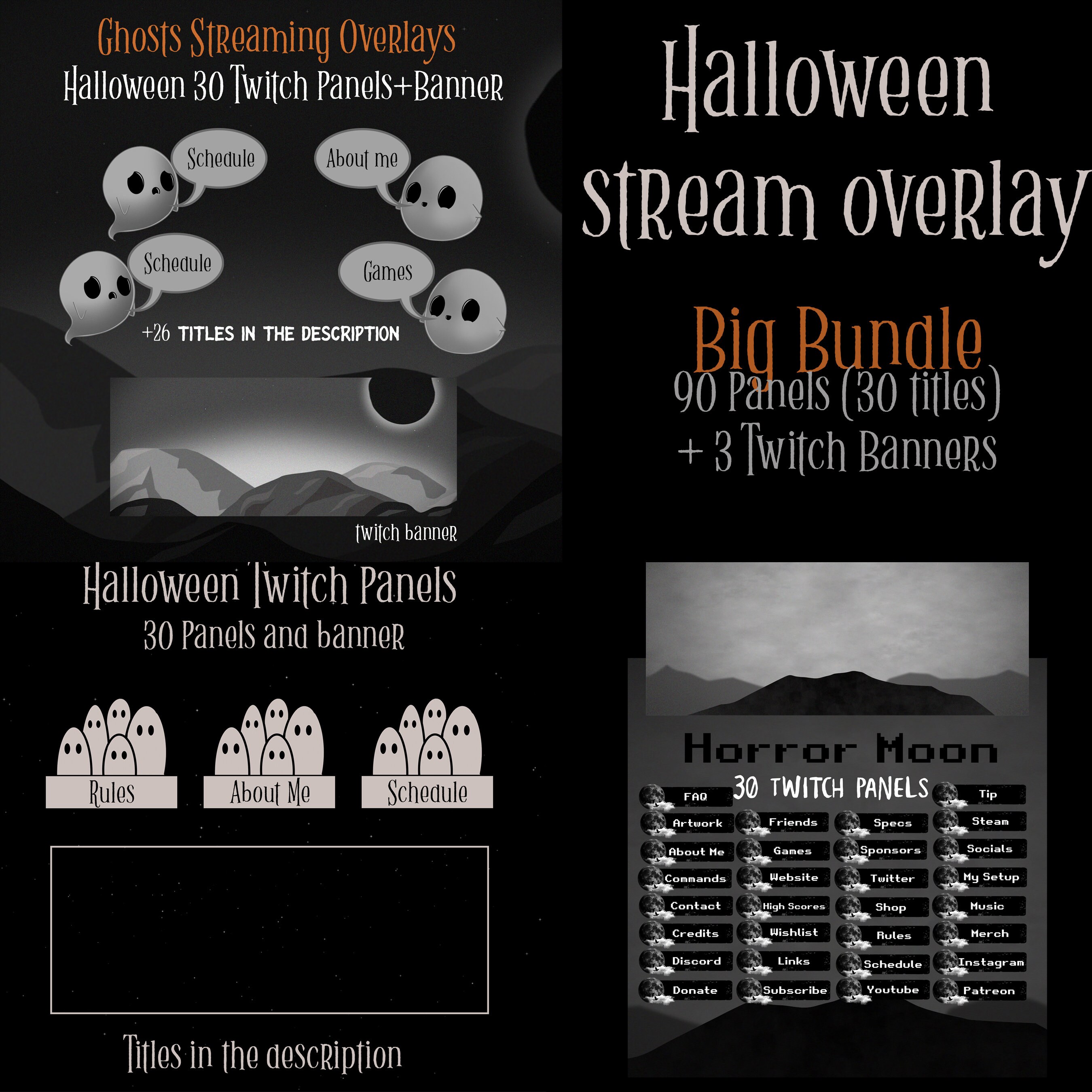 Halloween Stream Overlay Big Package, Ghosts Complete Streaming Package ...