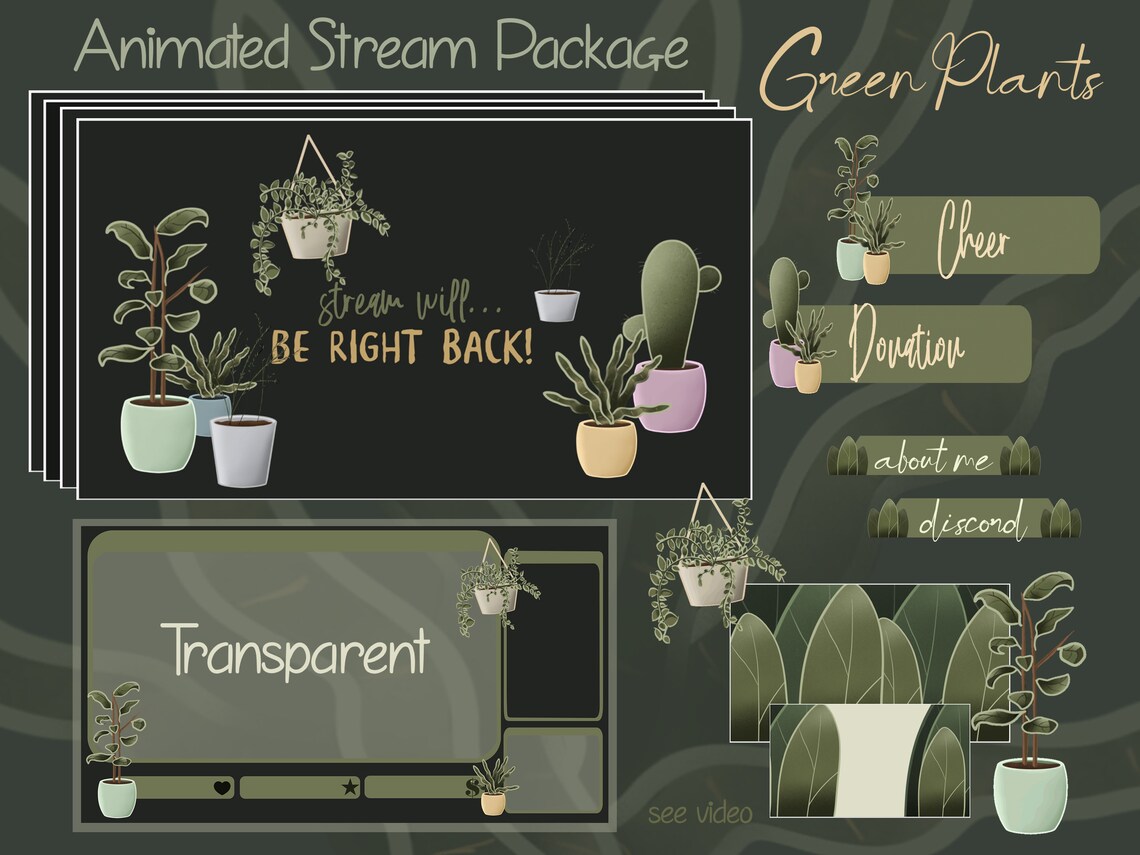 Cute Green Plants Stream Pack for Twitch Complete Streaming - Etsy