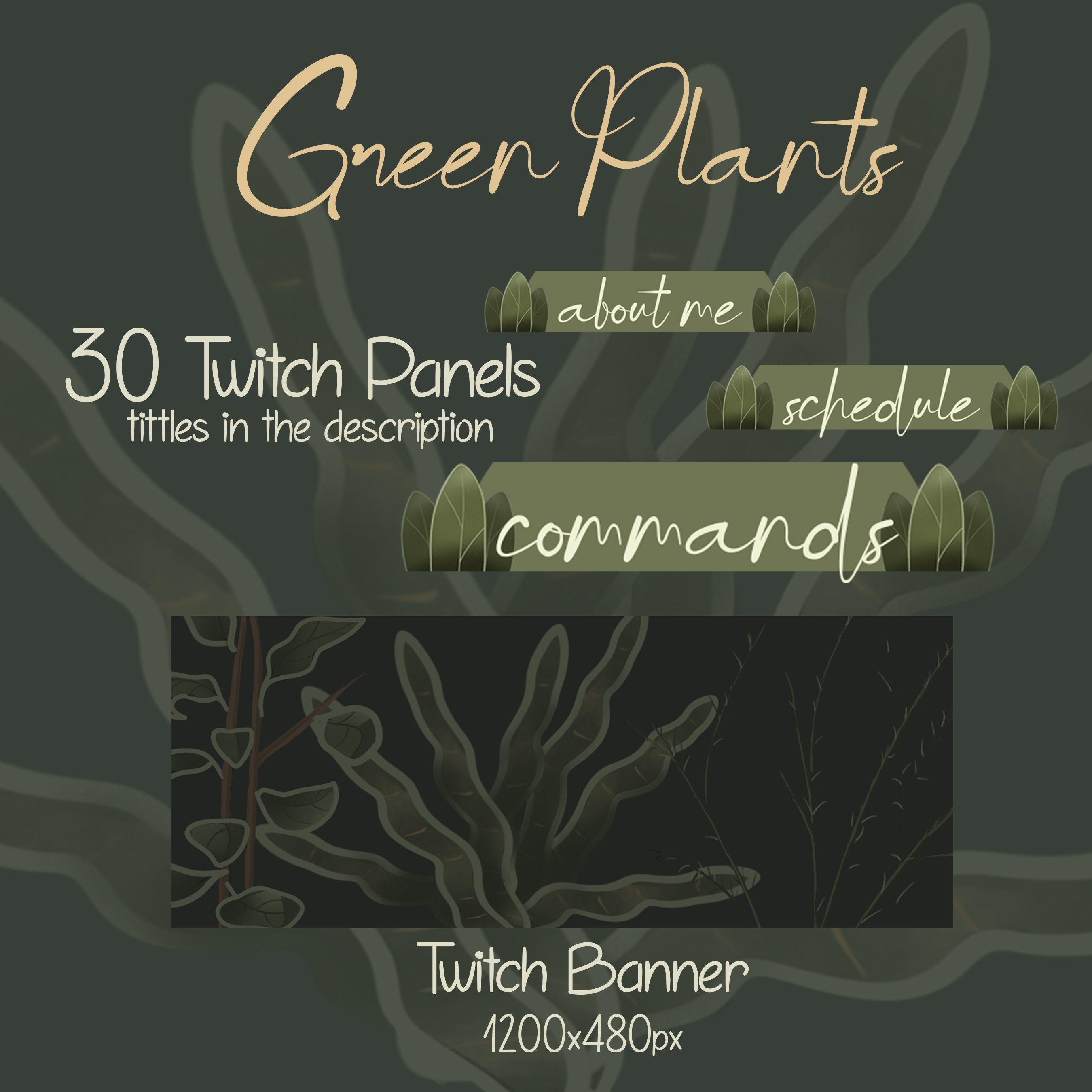 Cute Green Plants 30 Twitch Panels + Banner, Twitch, Stream Bio - Etsy