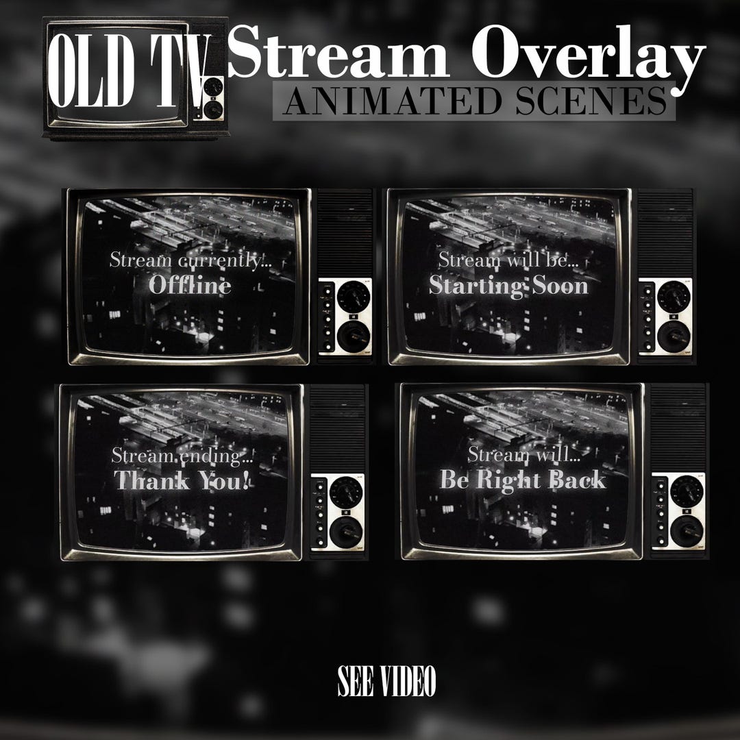 Old TV, Cinema Stream Overlay Pack for Twitch, Animated Screens - Etsy