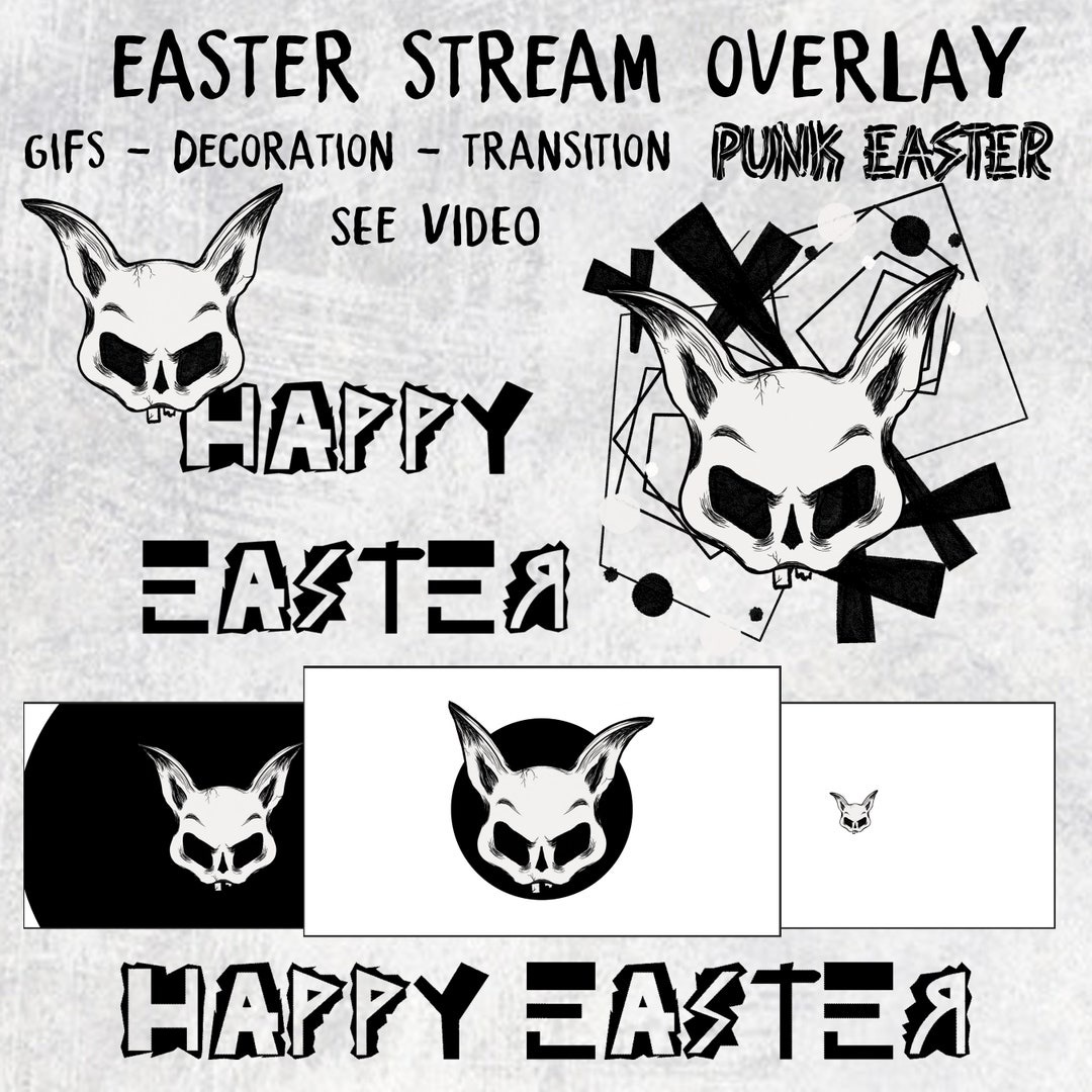 Easter Stream Overlay Decoration, Punk Easter, Punk Bunny, Animated ...