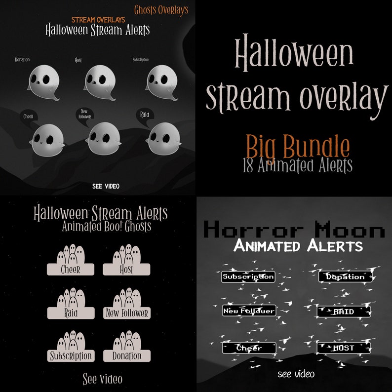 Halloween Stream Overlay Big Package, Ghosts Complete Streaming Package ...
