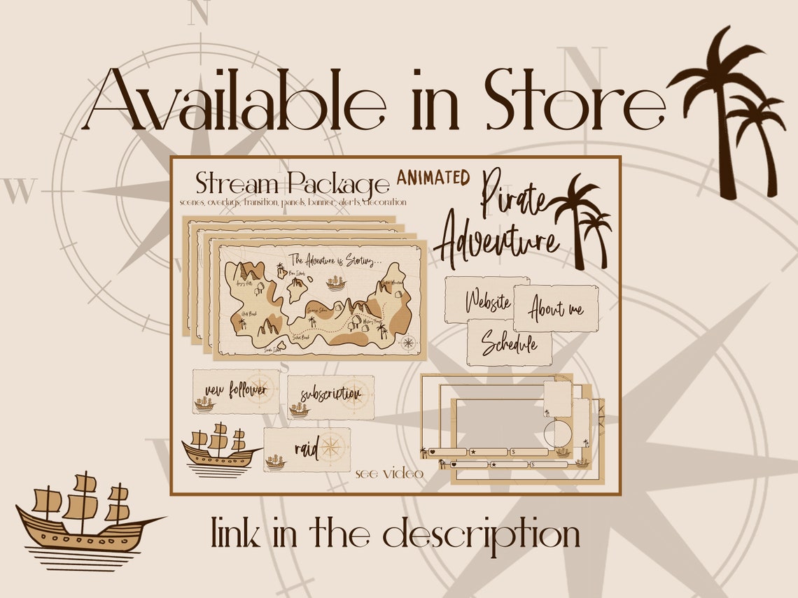 Pirate Adventure Stream Overlay, Twitch Overlay, Full Page ...