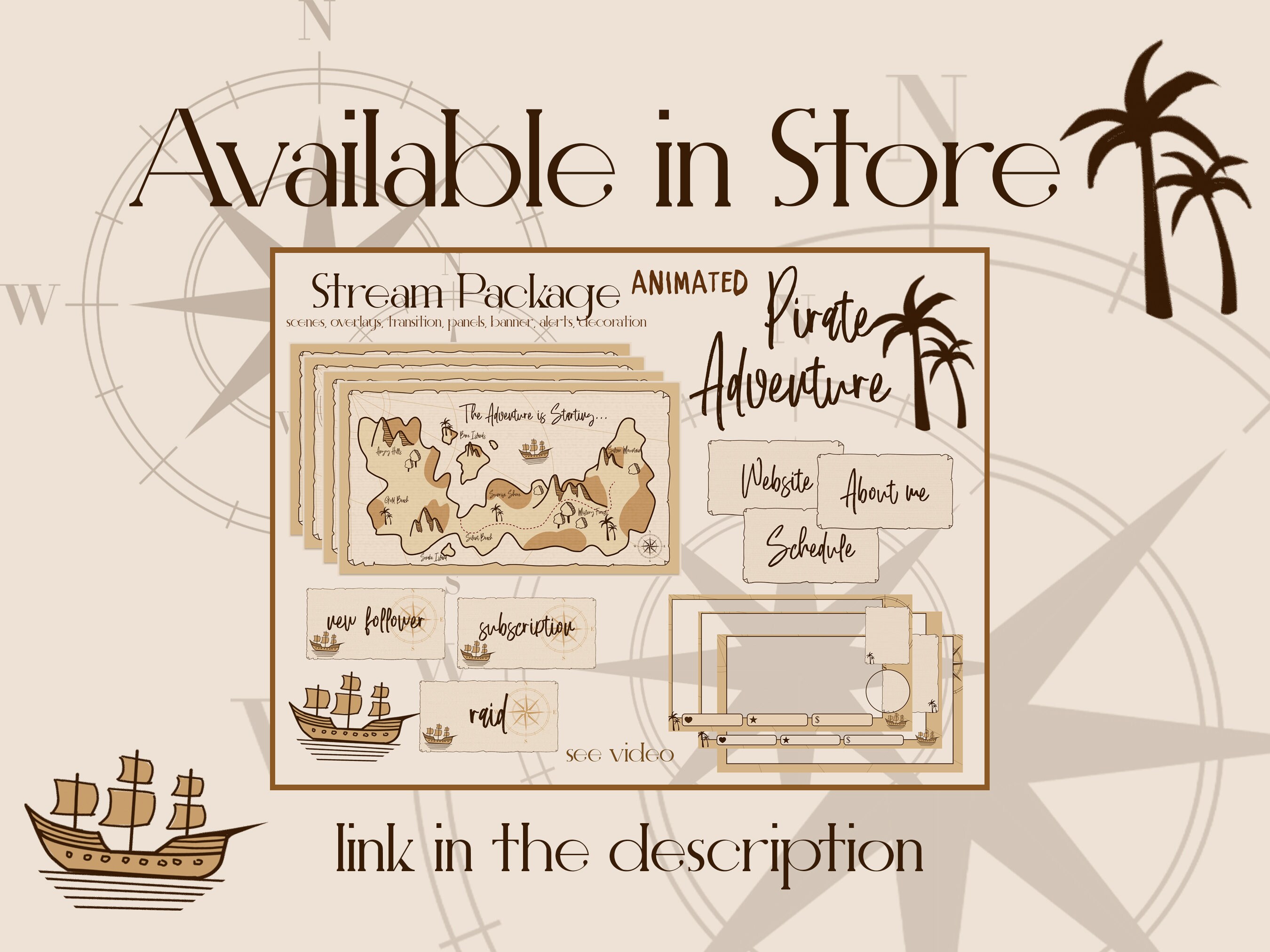 Pirate Adventure Stream Overlay, Twitch Overlay, Full Page ...