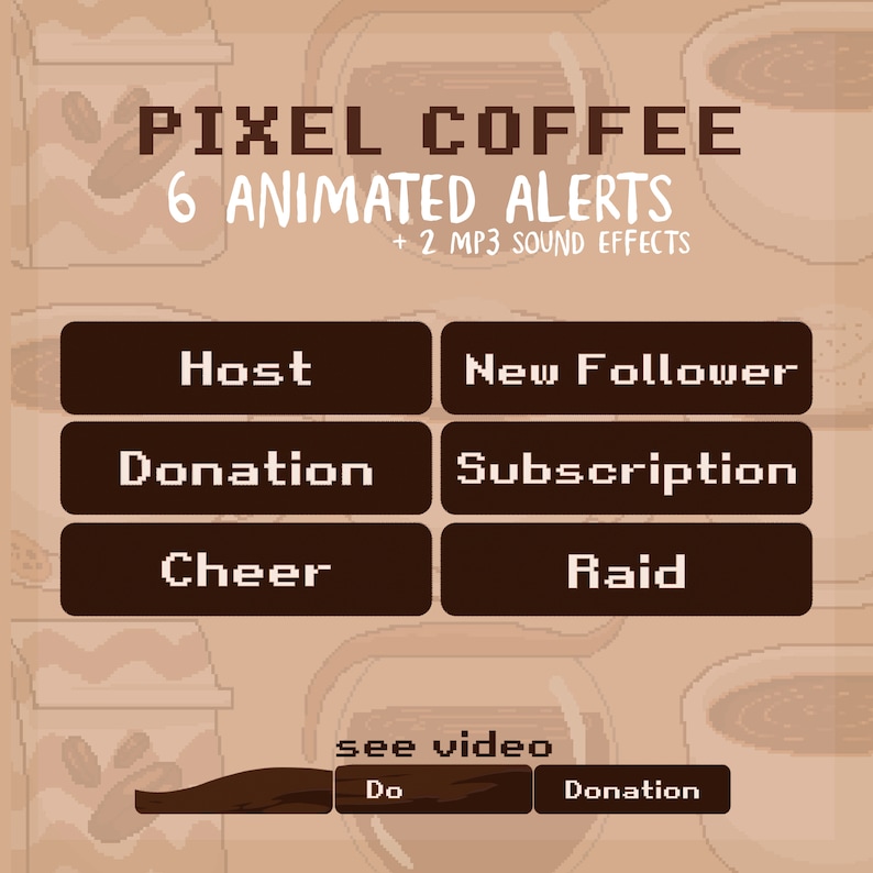 Retro Coffee Break Twitch Stream Package: Animated Overlay, Alerts ...