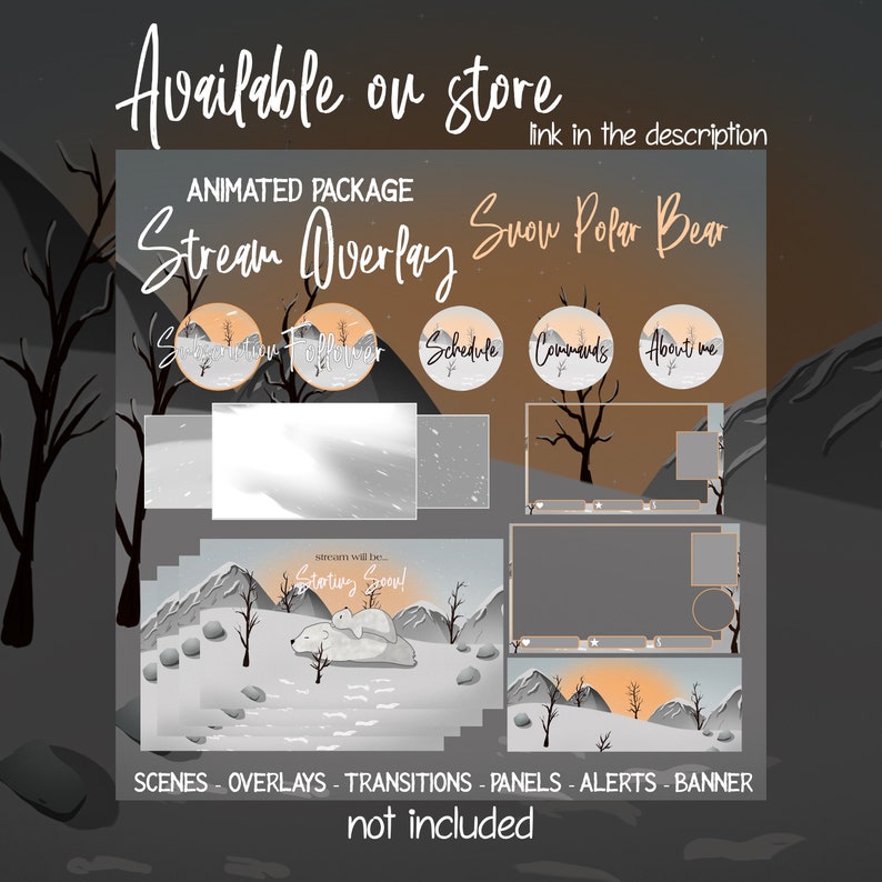 Snow Polar Bear Animated Scenes, Stream Overlay - Etsy