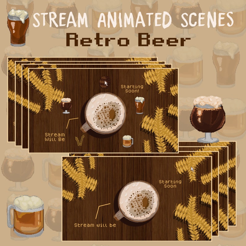 Retro Beer Stream Scenes, Animated Scenes, Twitch Overlay, Twitch Pub ...