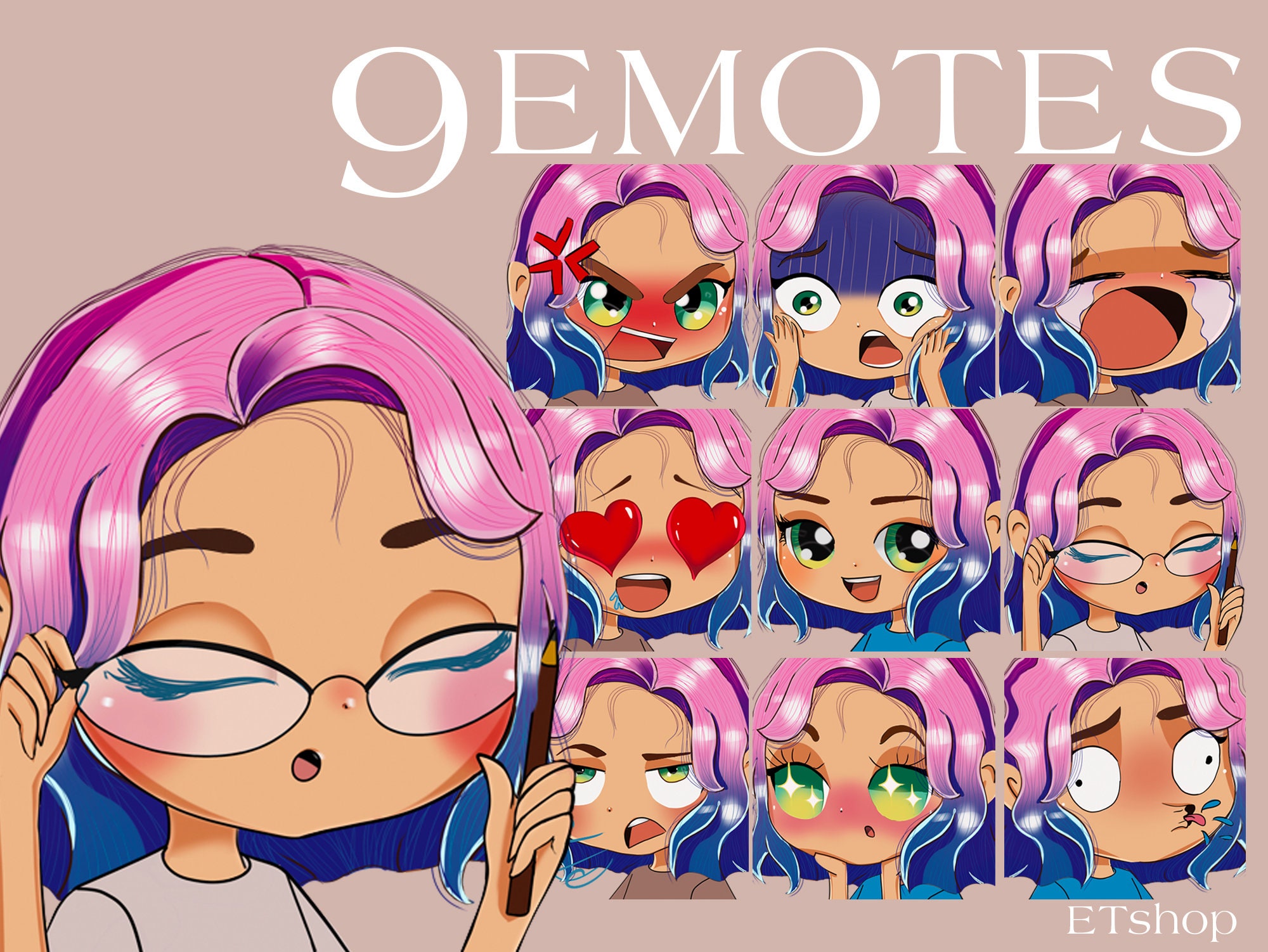 Twitch Emotes (warm Skin, Green Eyes, Astral Hair) Discord/twitch - Etsy