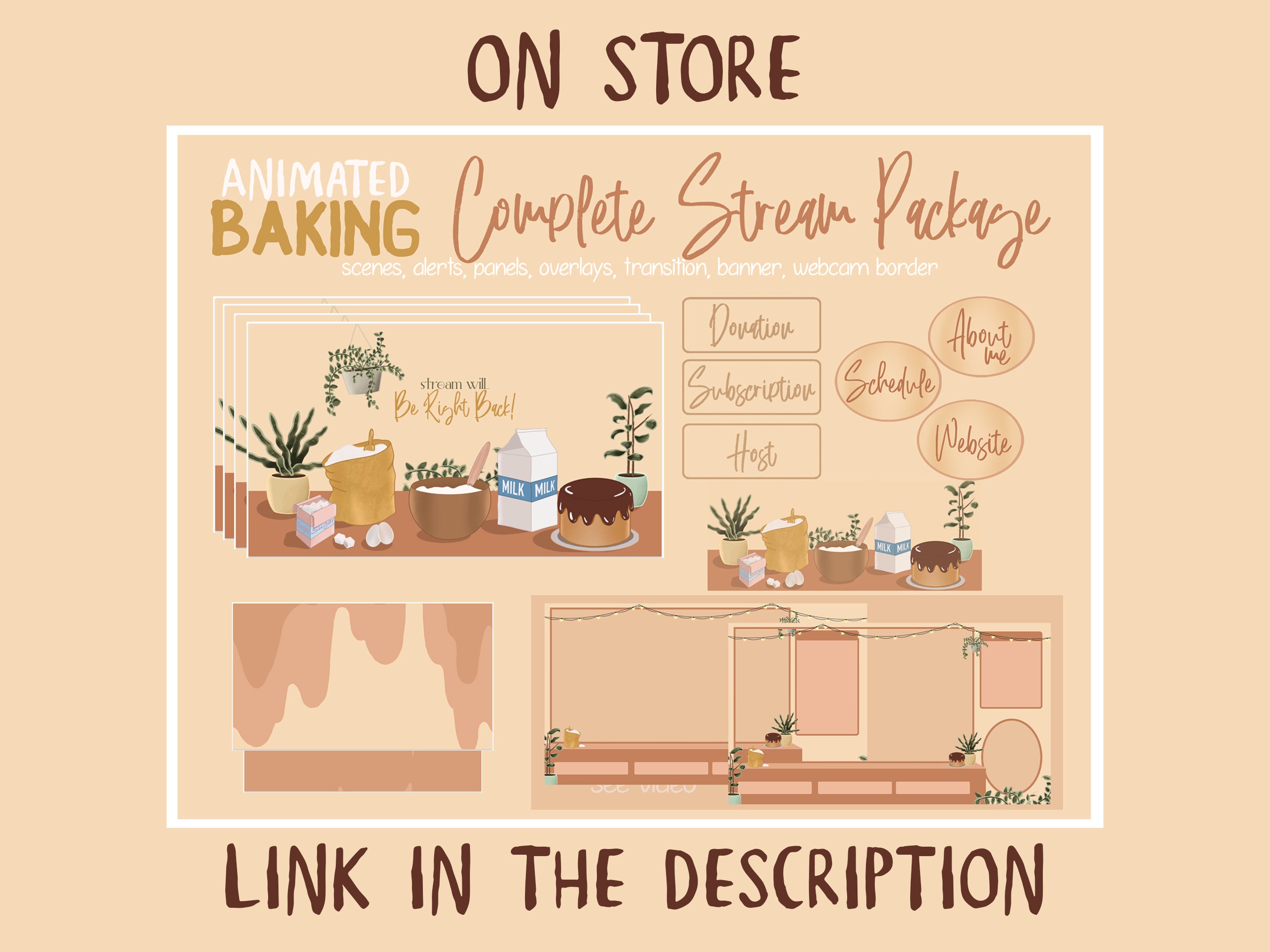 Cute Baking Stream Animated Screens Scenes for Twitch - Etsy