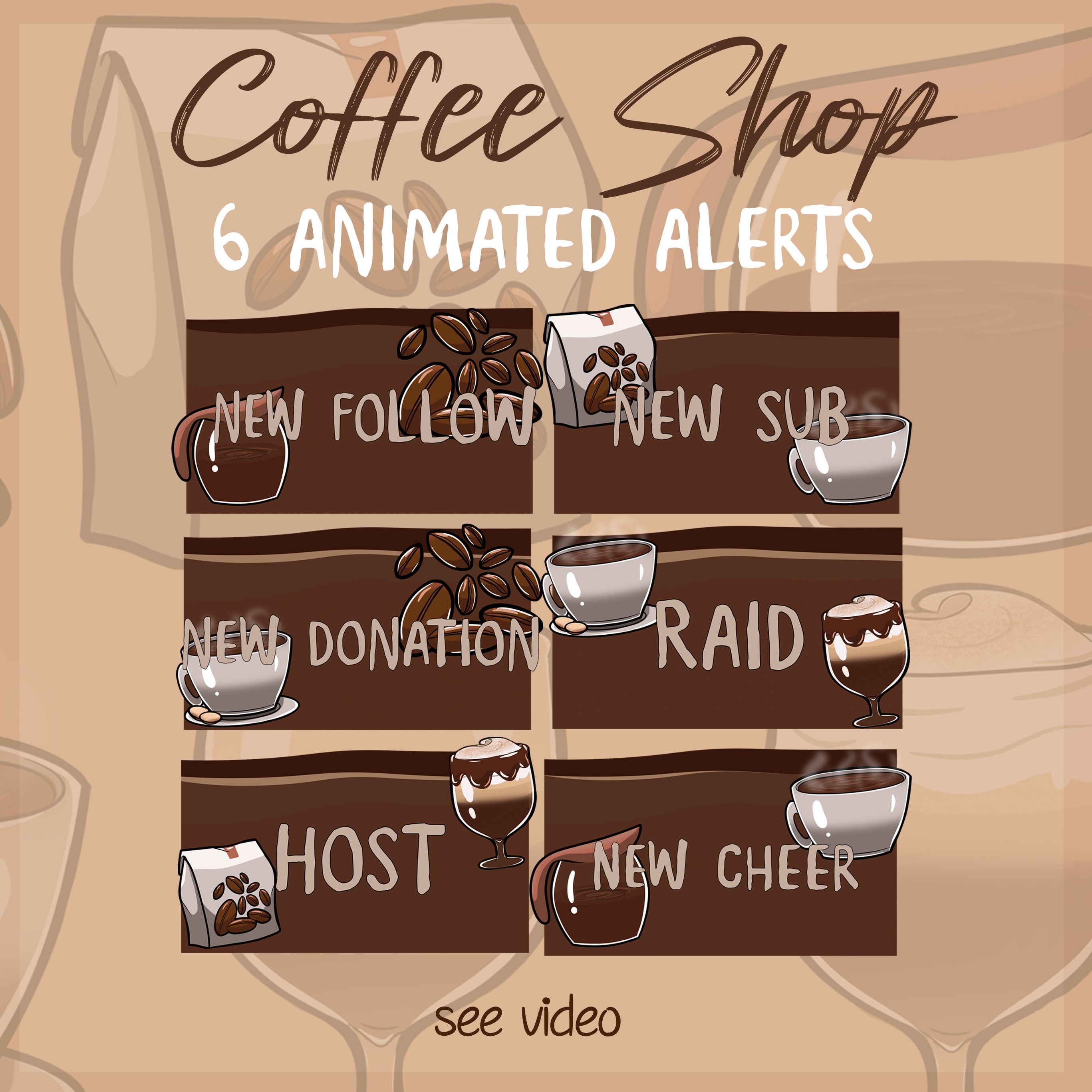ANIMATED ALERTS Coffee Shop! for Twitch and Other Platforms - Etsy