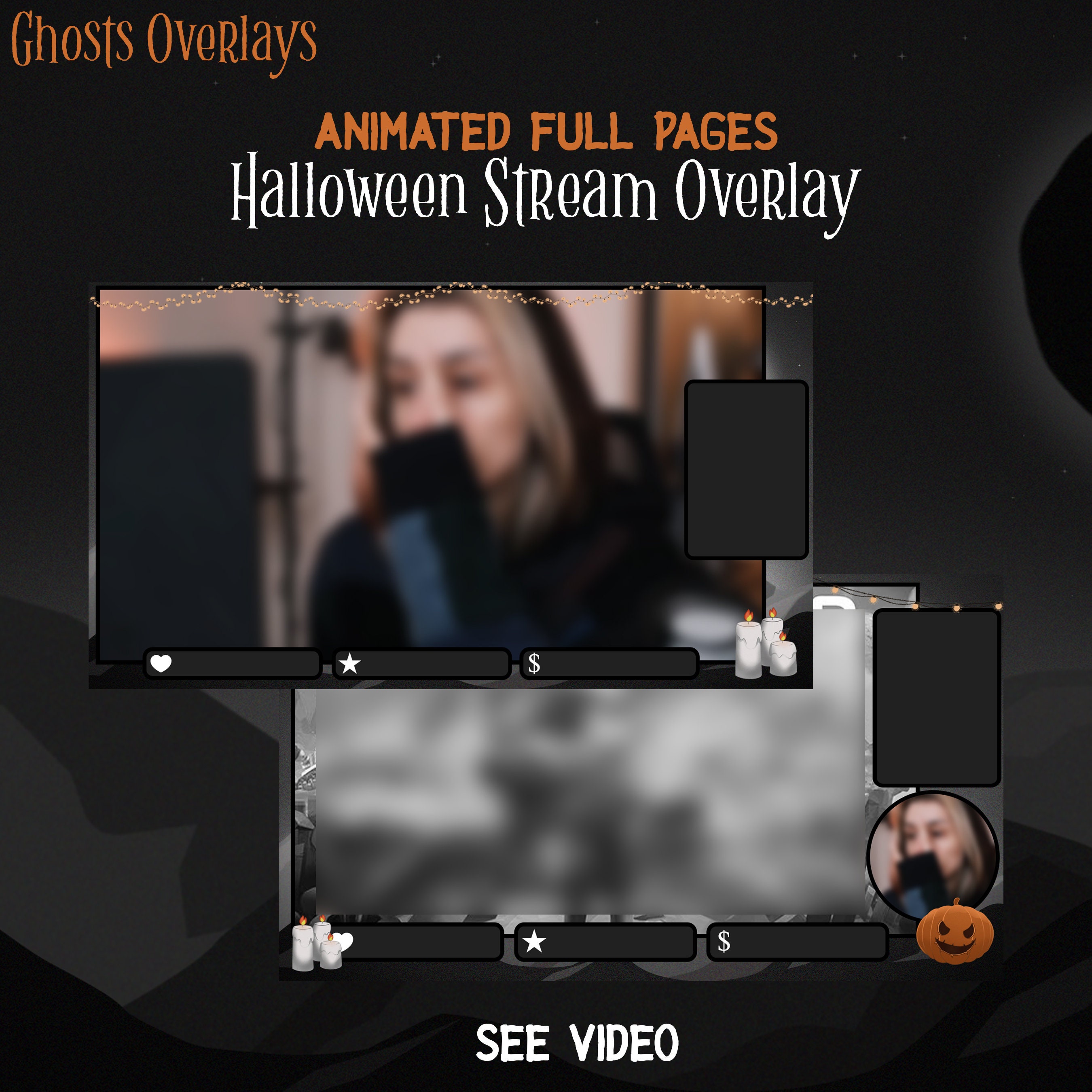 Halloween Stream Overlay, Twitch Animated Overlay, Animated Full Page ...