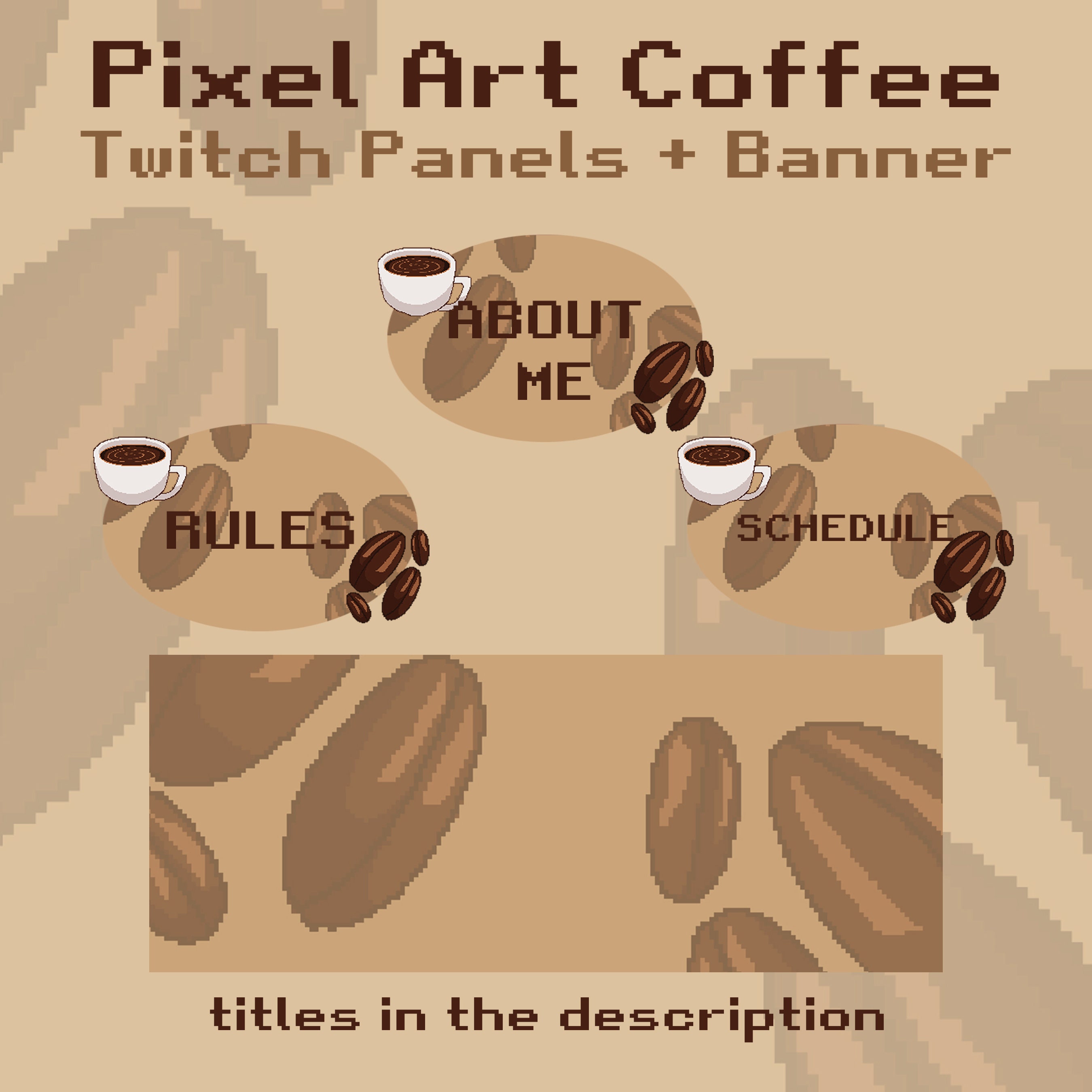 Retro Pixel Art Coffee Stream Overlay Package, Twitch Overlay Complete ...