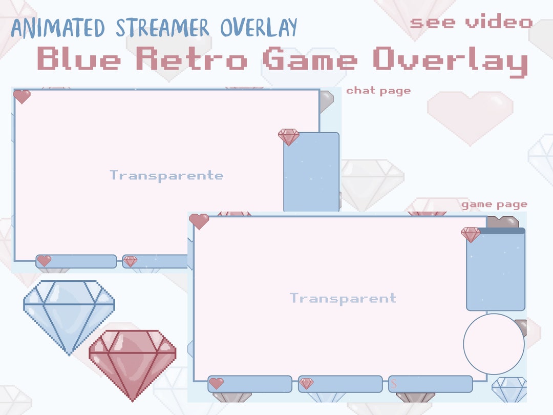 Blue Retro Game Stream Overlays Twitch, Overlay Set, Pixel Art - Etsy