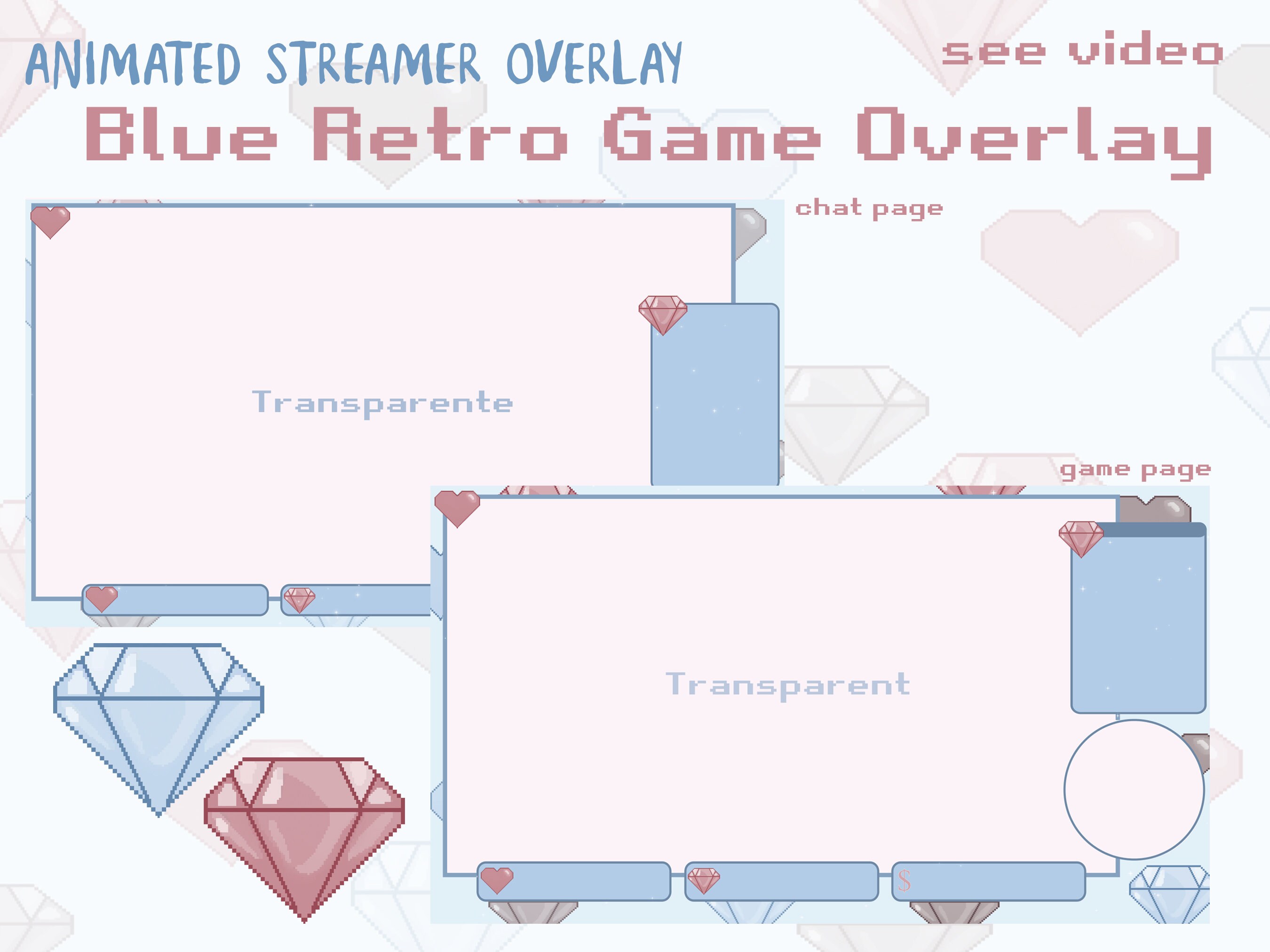 Blue Retro Game Stream Overlays Twitch, Overlay Set, Pixel Art - Etsy