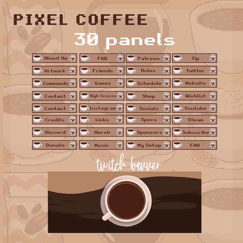 Retro Coffee Break Twitch Stream Package: Animated Overlay, Alerts ...