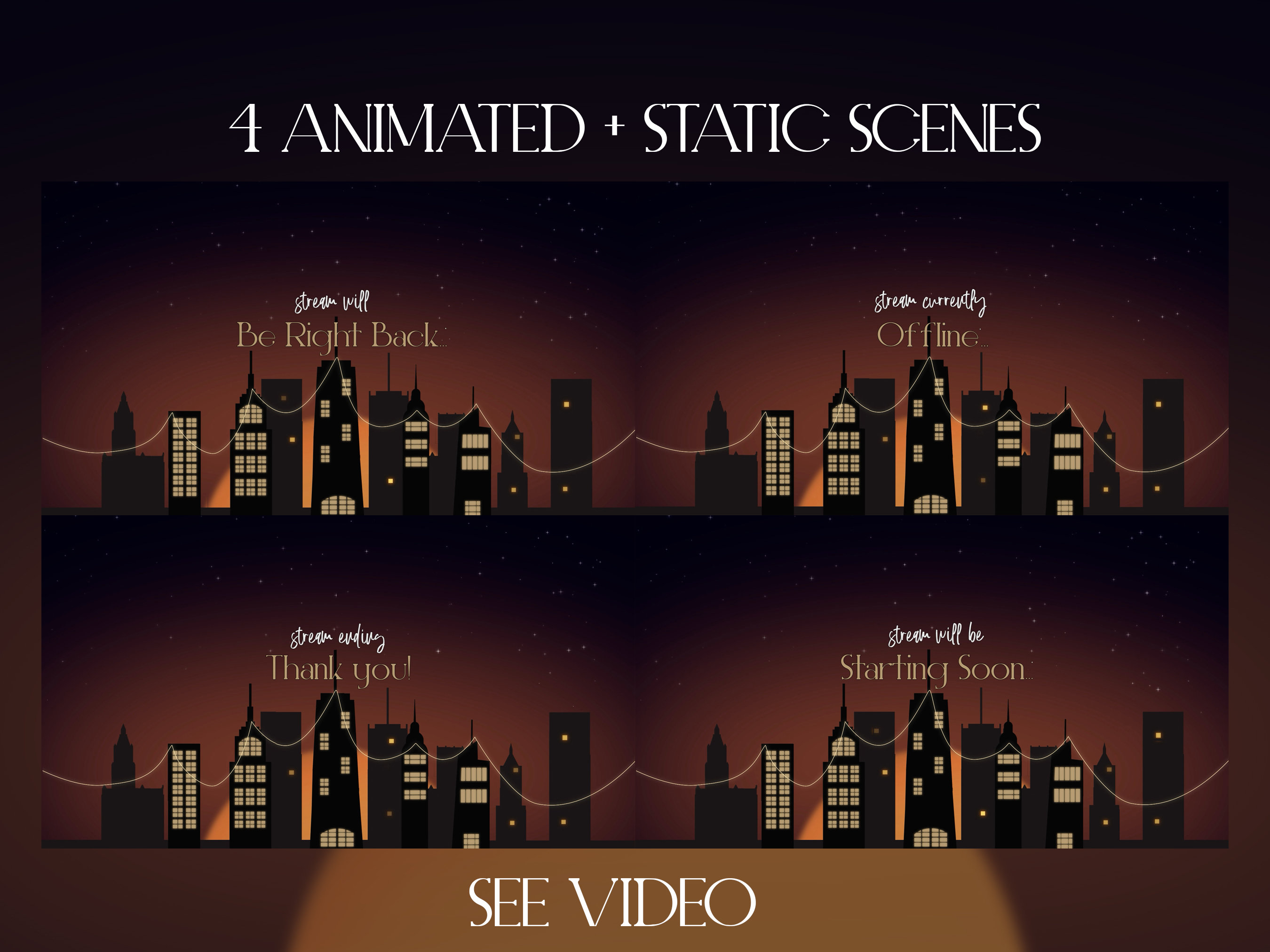 ANIMATED SCENES Sunset City! Static and Animated Scenes for Twitch and ...