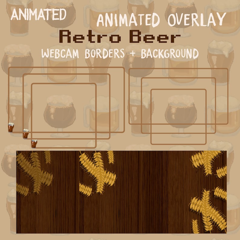 Retro Beer Stream Overlay, Webcam Border, Twitch Background, Twitch Pub ...