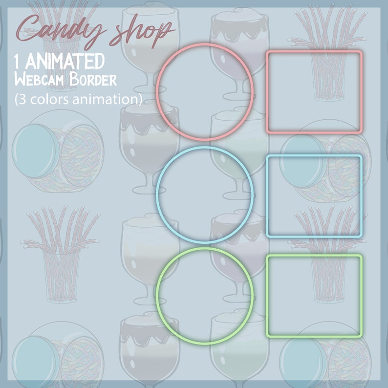Candy Shop Stream Overlays, Animated Webcam Border - Etsy