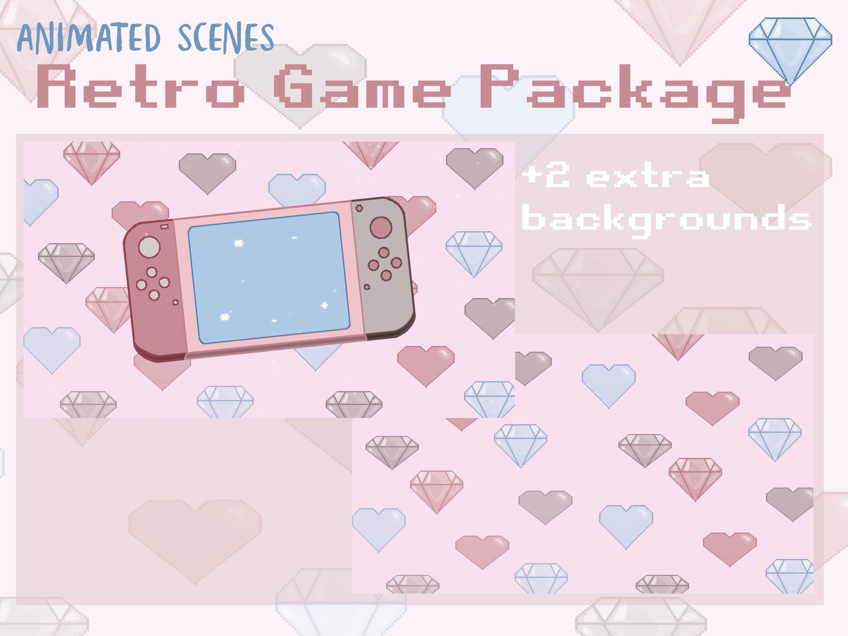 Pink Retro Game Animated Scenes, Streamer Screen, Pink Scenes Overlay ...