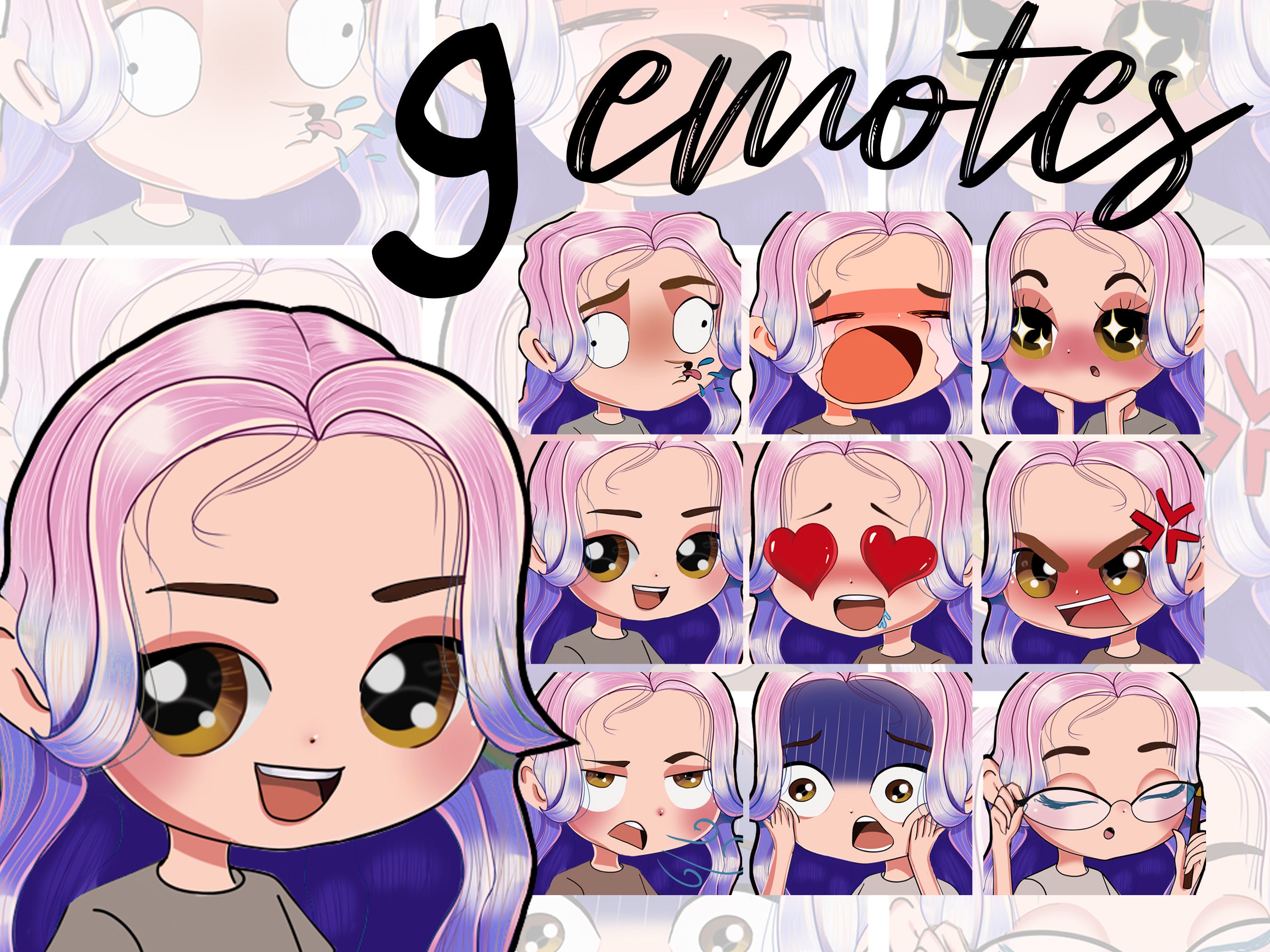 Twitch Emotes (peach Skin, Brown Eyes, Pink Hair) Discord/twitch - Etsy
