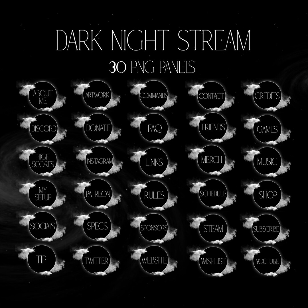 Dark Moon Stream Panels Twitch, Twitch Banners, Dark Theme. - Etsy