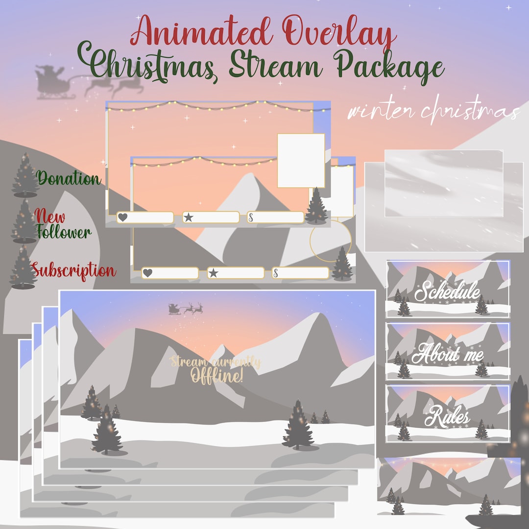 Christmas Stream Overlay Package, Twitch Overlay, Winter Christmas ...