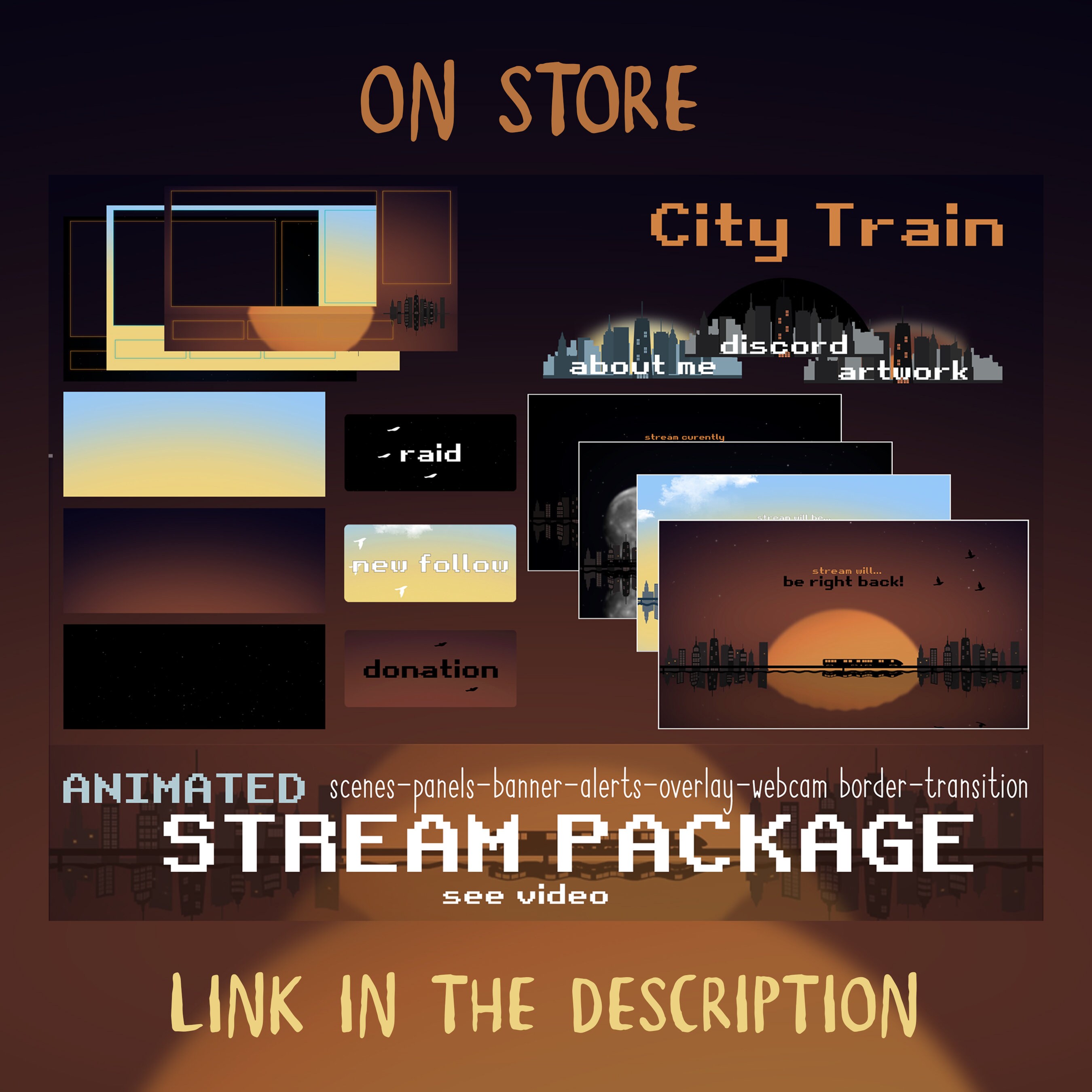 Animated Streaming Scenes - Retro City Train - Day, Evening, Night ...