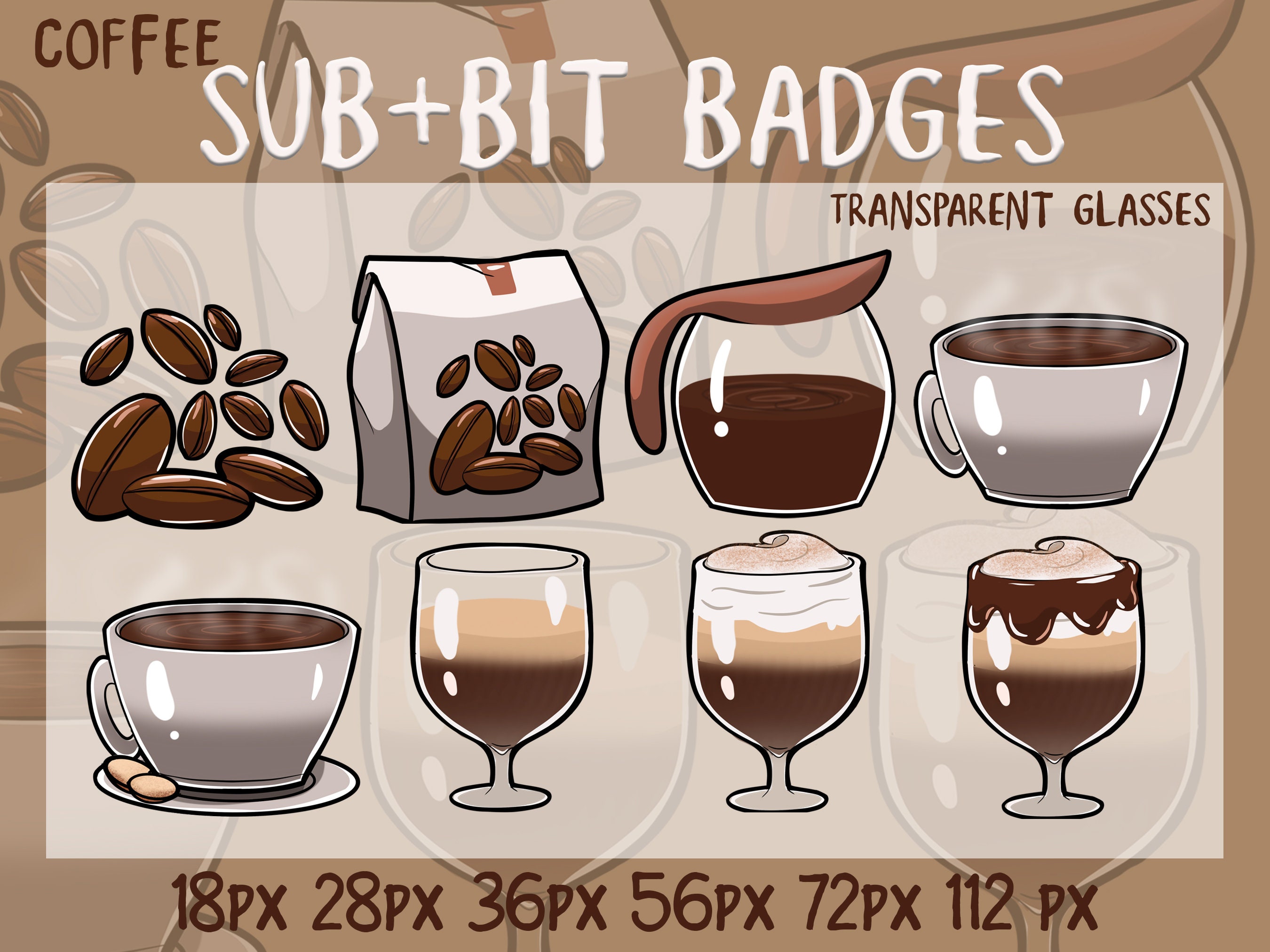 8 COFFEE Twitch Sub Badges / Cheer Bit Badges / Emote / Loyalty Badges ...