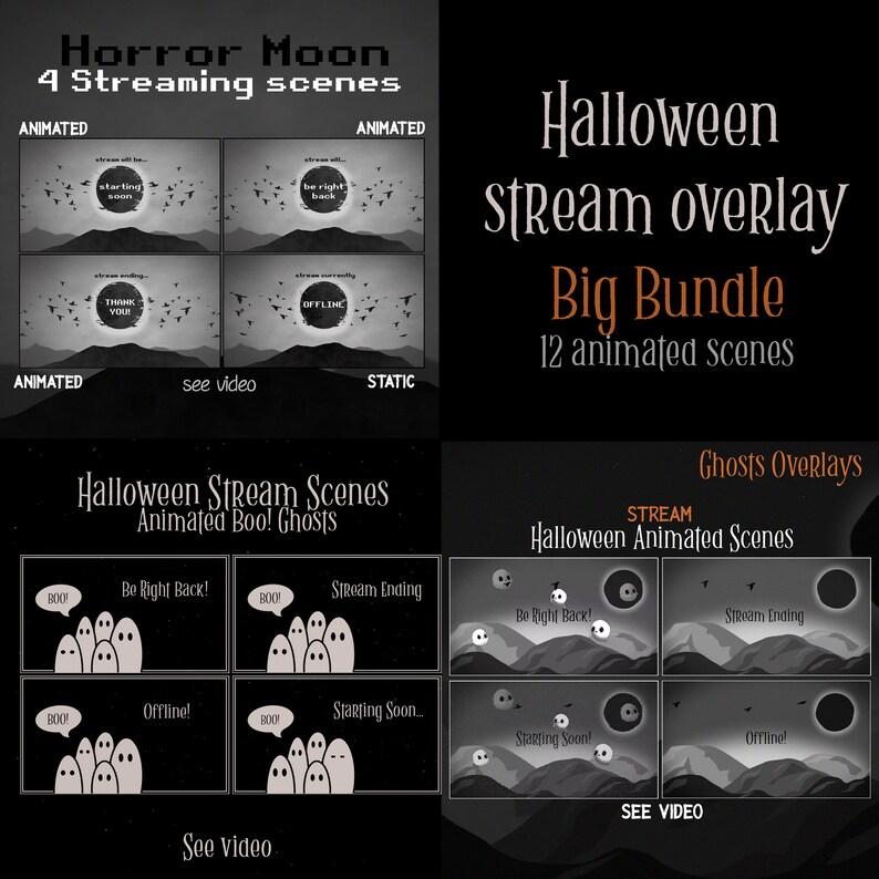 Halloween Stream Overlay Big Package, Ghosts Complete Streaming Package ...